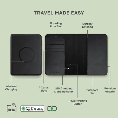 SATECHI Vegan Leather Findall Passport Cover - Black