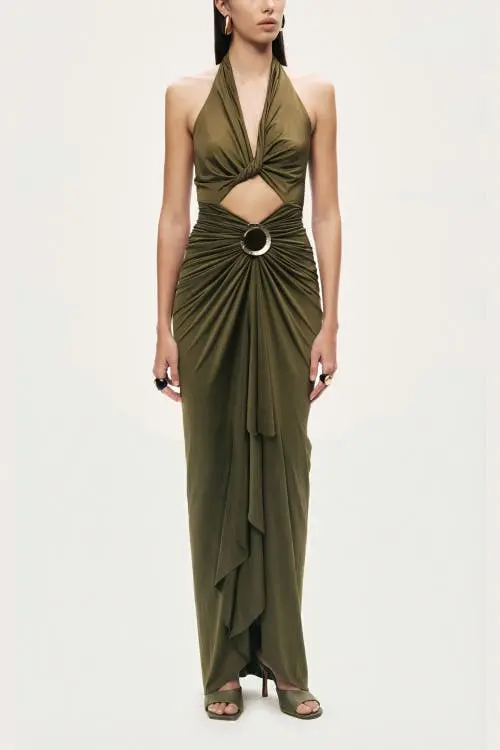NOCTURNE Cut-out Halter Maxi Dress