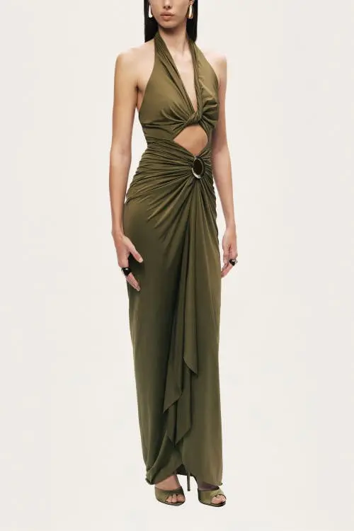 NOCTURNE Cut-out Halter Maxi Dress
