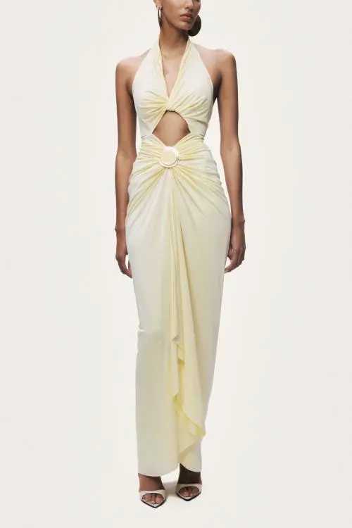 NOCTURNE Cut-out Halter Maxi Dress - Yellow
