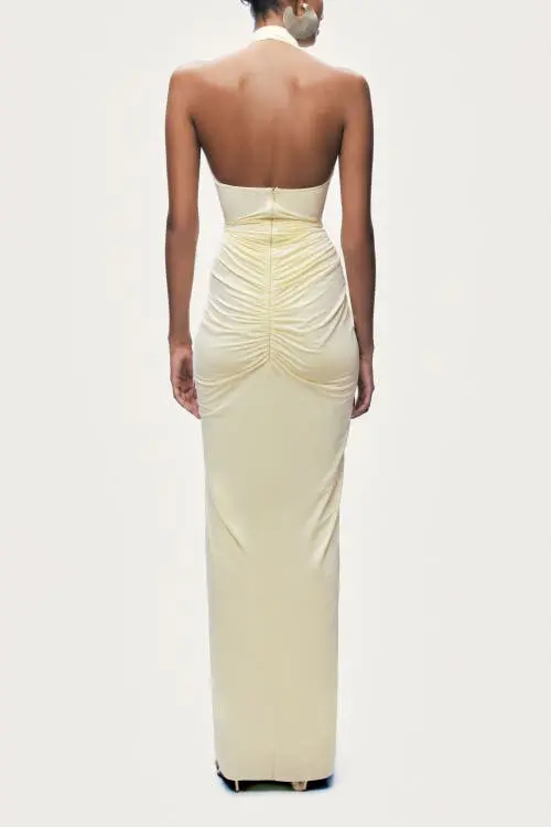 NOCTURNE Cut-out Halter Maxi Dress - Yellow