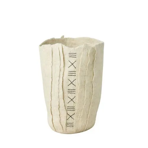 KANJU INTERIORS Zulu Hand-felted Wool Floor Vase - Ivory