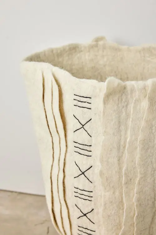 KANJU INTERIORS Zulu Hand-felted Wool Floor Vase