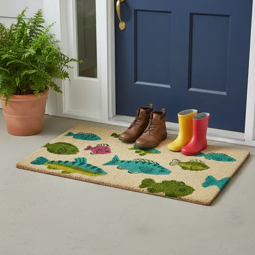 TAG Fish Swimming Non-slip Coir Mat Multi Coir Summer