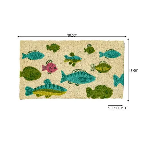 TAG Fish Swimming Non-slip Coir Mat Multi Coir Summer