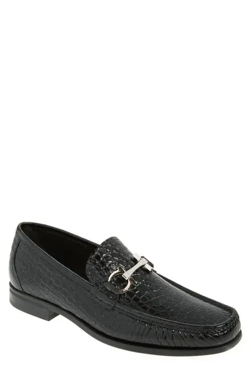 FERRAGAMO Croc Embossed Patent Leather Loafer