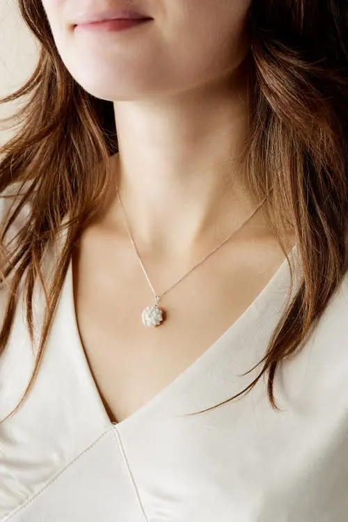 KANJU INTERIORS Protea Hand-sculpted Porcelain Floral Necklace