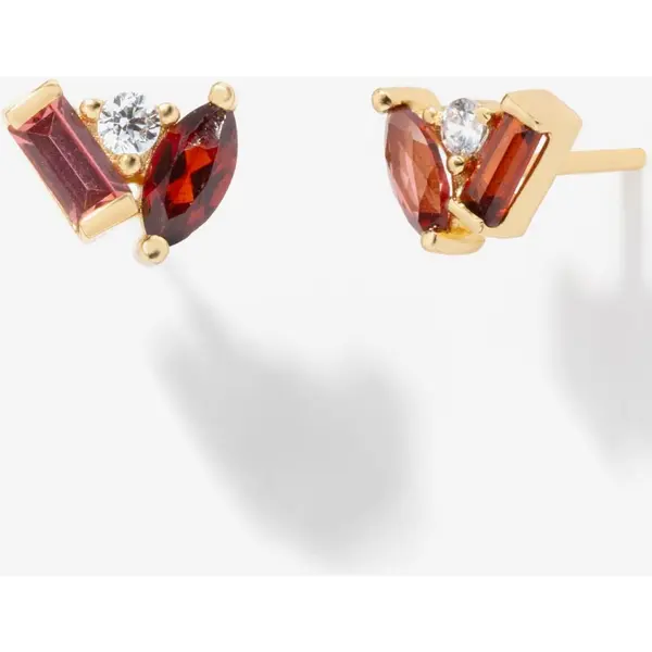 LITTLE SKY STONE Seraphina And Moissanite Stud Earrings - Garnet