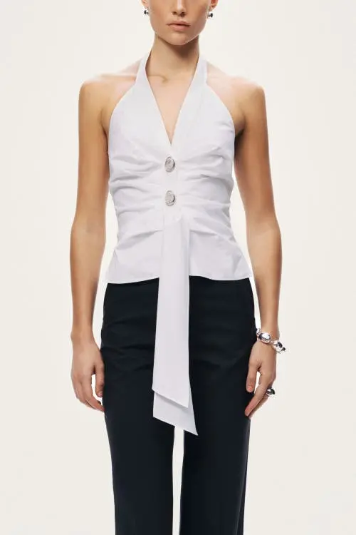 NOCTURNE Halter Neck Tie Detail Blouse