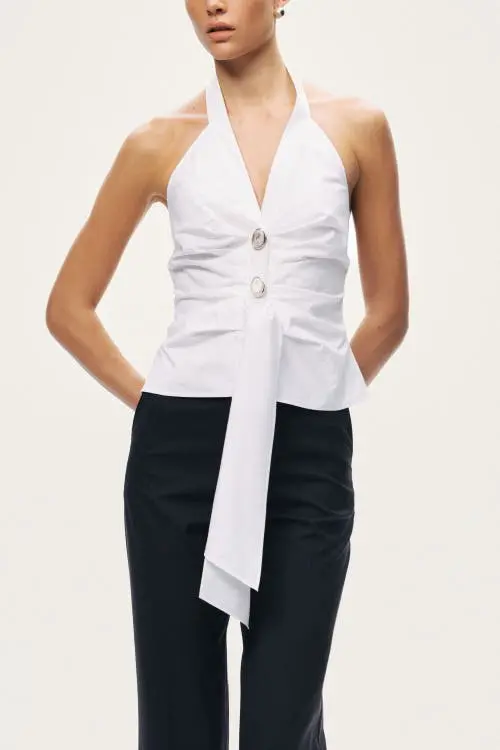 NOCTURNE Halter Neck Tie Detail Blouse