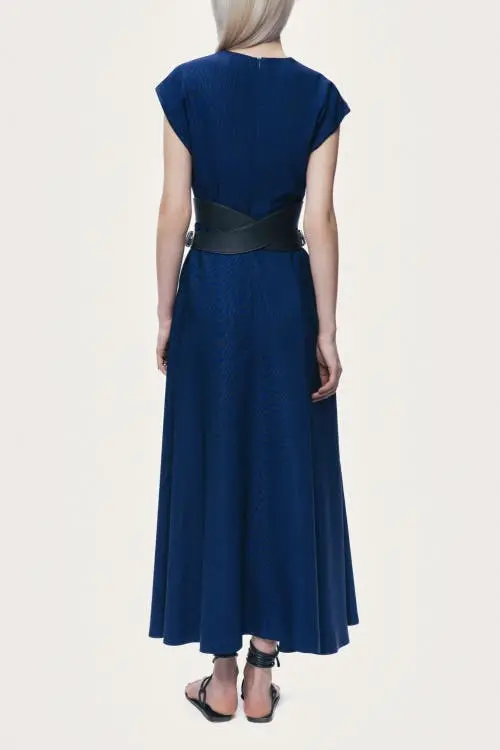 NOCTURNE V-neck Belted Midi Dress