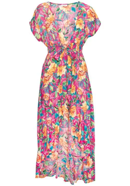 LASCANA Floral Flounce Hem Cover Up