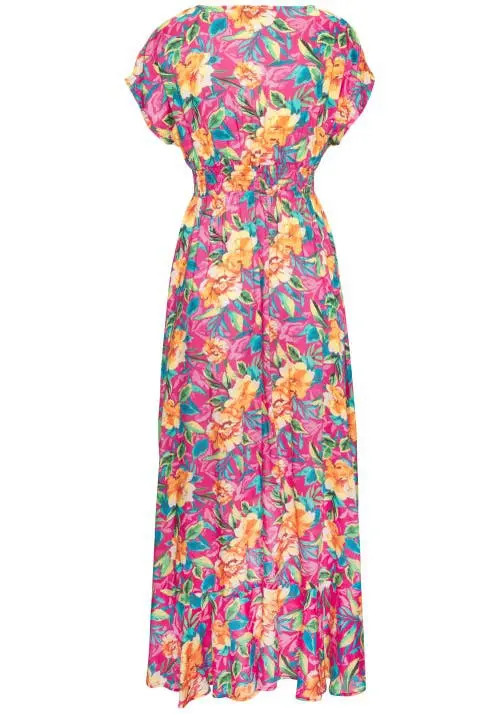 LASCANA Floral Flounce Hem Cover Up