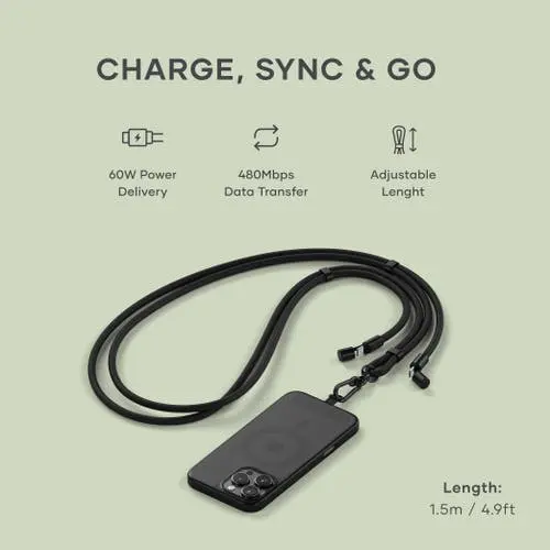 SATECHI Onthego Usb C Lanyard Cable - Black