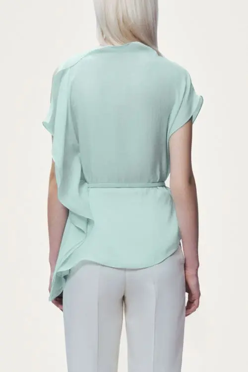 NOCTURNE Sleeveless Woven Blouse In Tencel - Mint Green