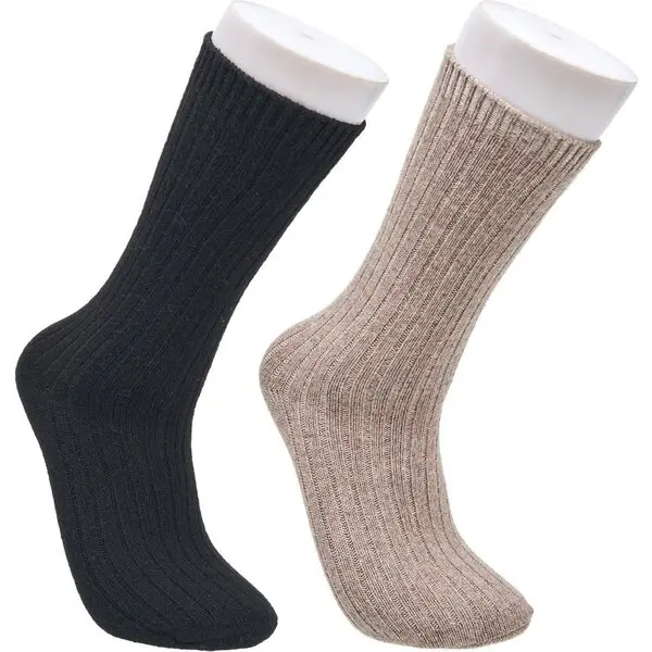 French Connection Cashmere Blend Crew Sock 2-pack - Black Tan
