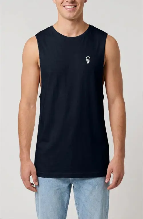 DALIX Astronaut Embroidered Lightweight Jersey Tank - Navy Blue