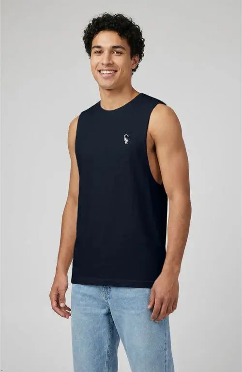 DALIX Astronaut Embroidered Lightweight Jersey Tank - Navy Blue