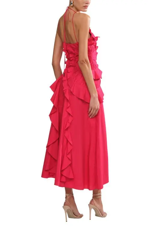 AMUR Ottavia Ruffle Midi Dress - Solstice Red