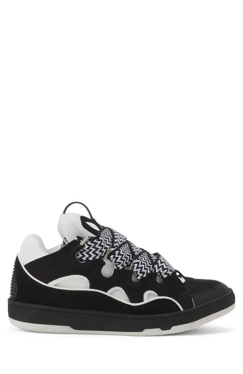LANVIN Curb Leather Sneakers - Black/white