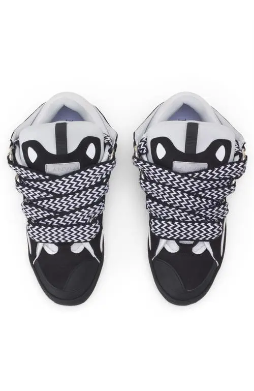 LANVIN Curb Leather Sneakers - Black/white