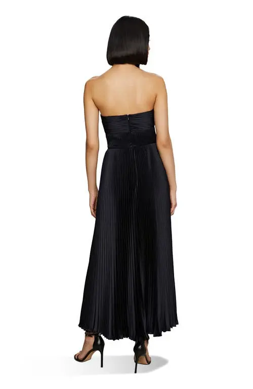 AMUR Sweetheart Neck Sleeveless Pleated Tea-length A-line Dress
