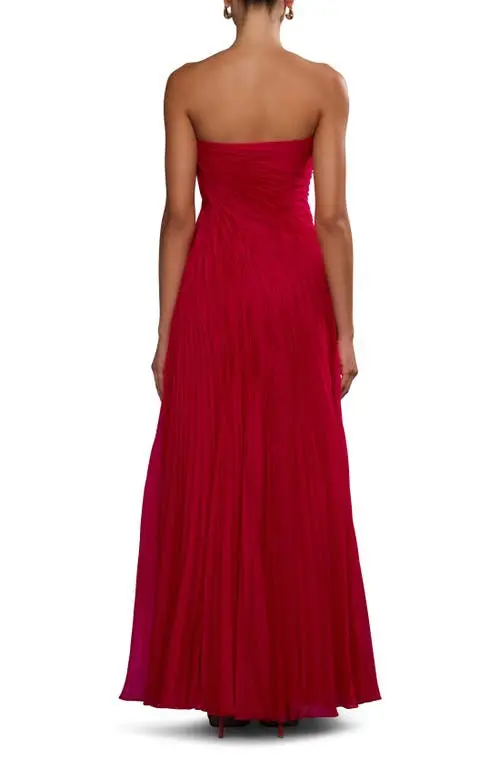 AMUR Elea Asymmetrical Pleated Gown - Solstice Red
