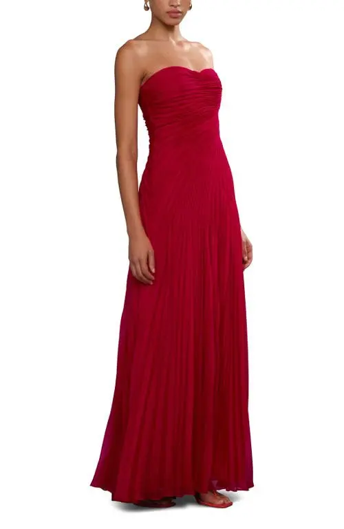AMUR Elea Asymmetrical Pleated Gown - Solstice Red