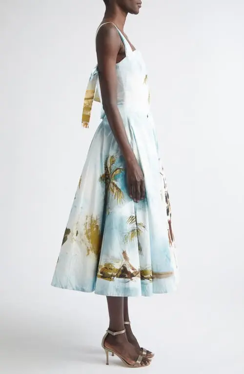 Oscar De La Renta Dominican Landscape Stretch Poplin Sundress