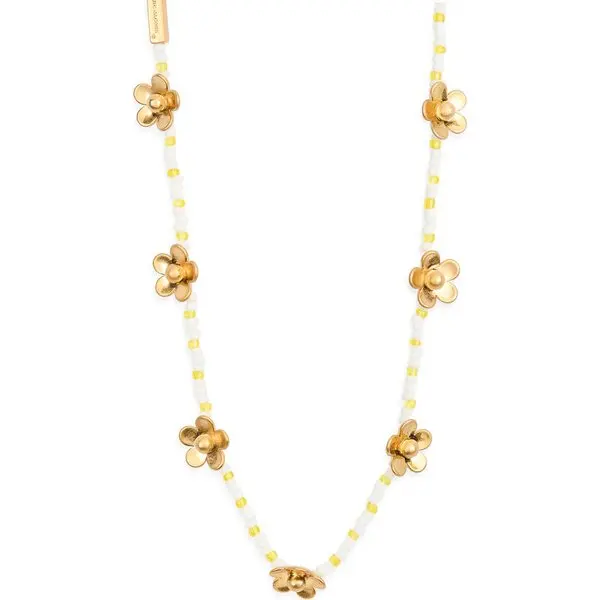 Marc Jacobs Daisy Beaded Station Necklace - Gold/yellow