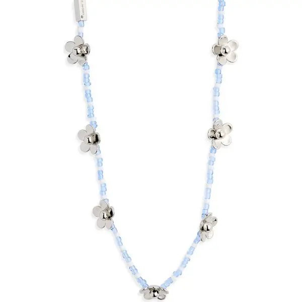 Marc Jacobs Daisy Beaded Station Necklace - Silver/blue