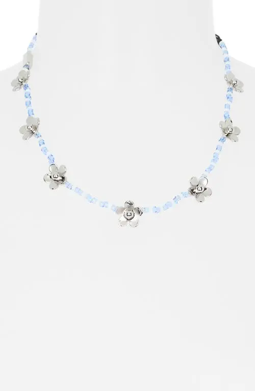 Marc Jacobs Daisy Beaded Station Necklace - Silver/blue