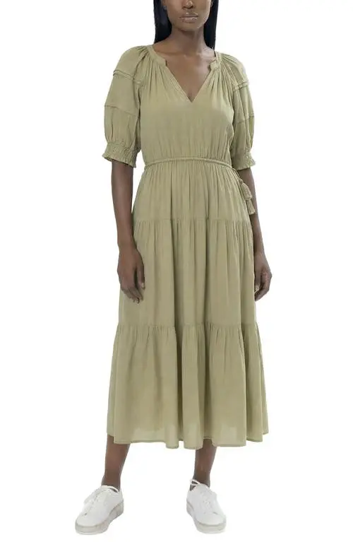AREA STARS V-neck Side Tie Midi Dress