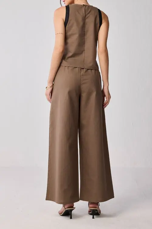 REISTOR Cotton Colorblock Wide-leg Set