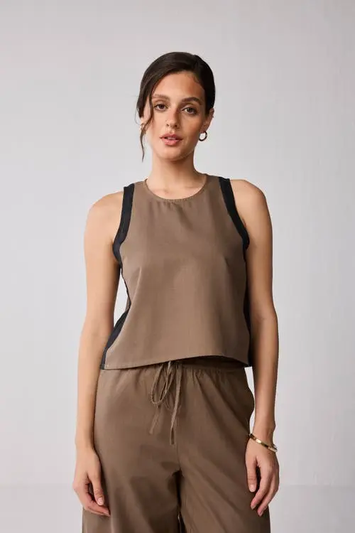 REISTOR Cotton Colorblock Wide-leg Set