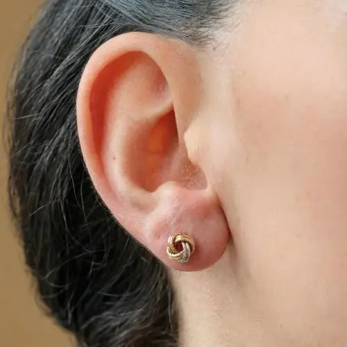 THE LOVERY FINE JEWELRY Tricolor Knot Stud Earrings