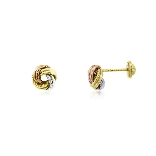 THE LOVERY FINE JEWELRY Tricolor Knot Stud Earrings - Gold