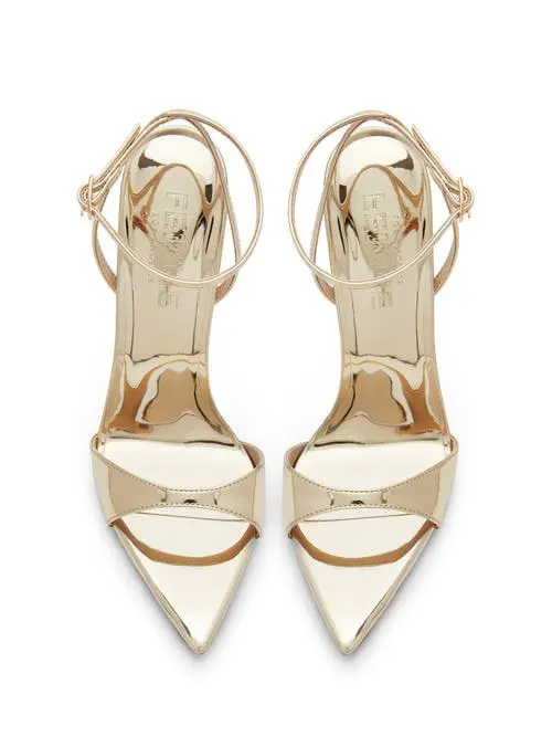 Femme La Gg Ankle Strap Stiletto Sandals - Gold