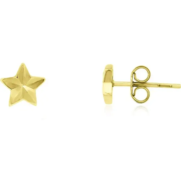 THE LOVERY FINE JEWELRY 14k Yellow Fluted Puffy Star Stud Earrings - Gold