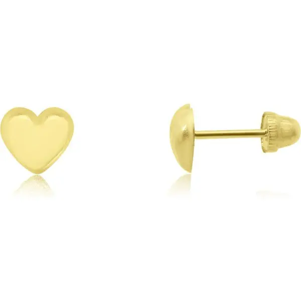 THE LOVERY FINE JEWELRY Mini Puffy Heart Screw Back Stud Earrings In 14k Yellow - Gold