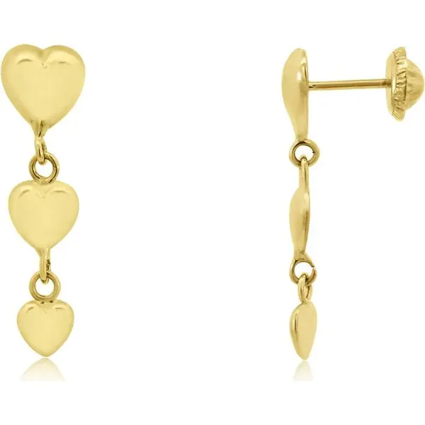 THE LOVERY FINE JEWELRY Graduating Heart Dangle Earrings - Gold