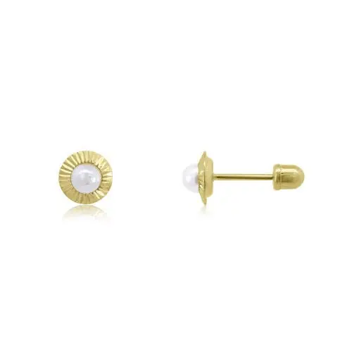 THE LOVERY FINE JEWELRY 14k Yellow Pearl Stud Earrings