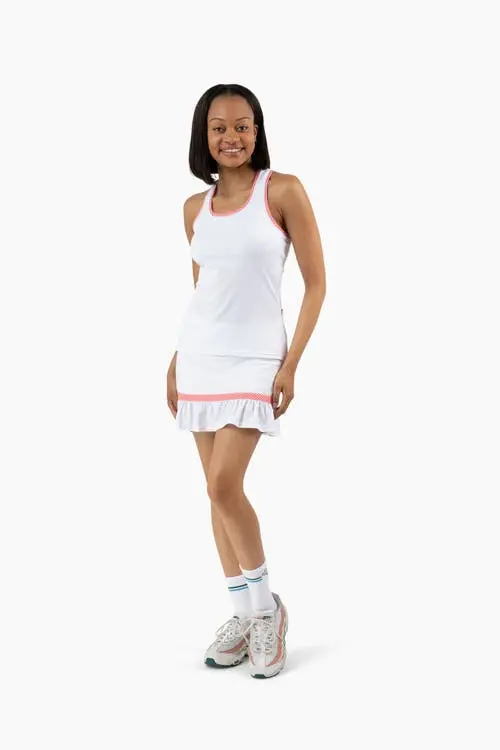 LOVE ALL TENNIS Doris Racerback Tank With Gingham Trim - Light Blue Gingham