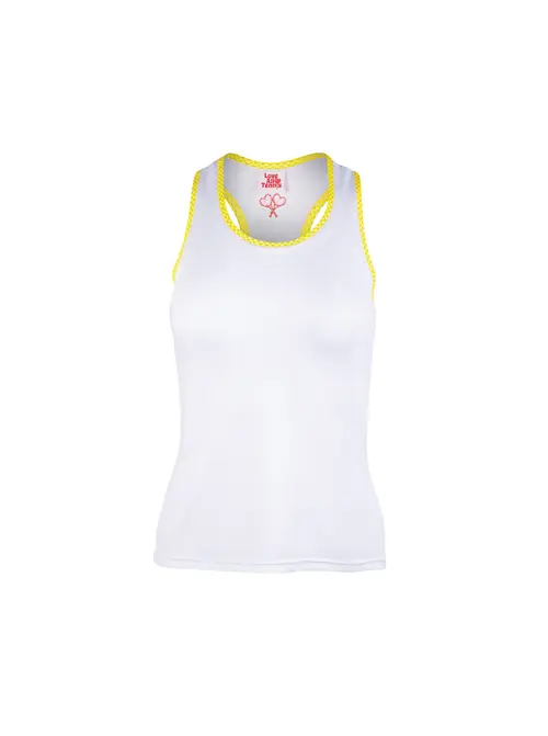 LOVE ALL TENNIS Doris Racerback Tank With Gingham Trim - Yellow Gingham