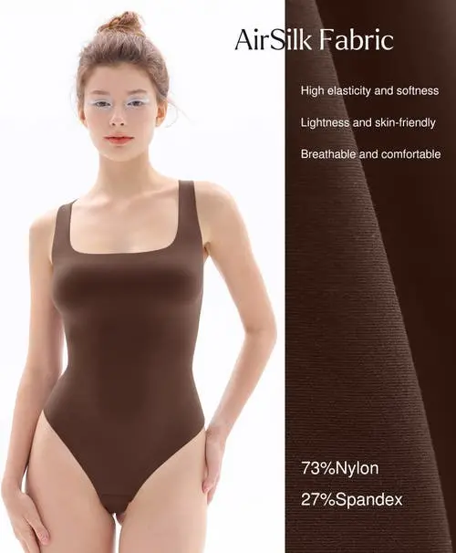 POPILUSH Cloudsense Wide Strap Tank Bodysuit - Chocolate