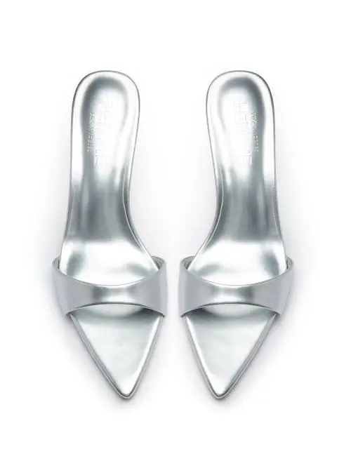 FEMME Marseille Patent Pointed Toe Mule - Platinum
