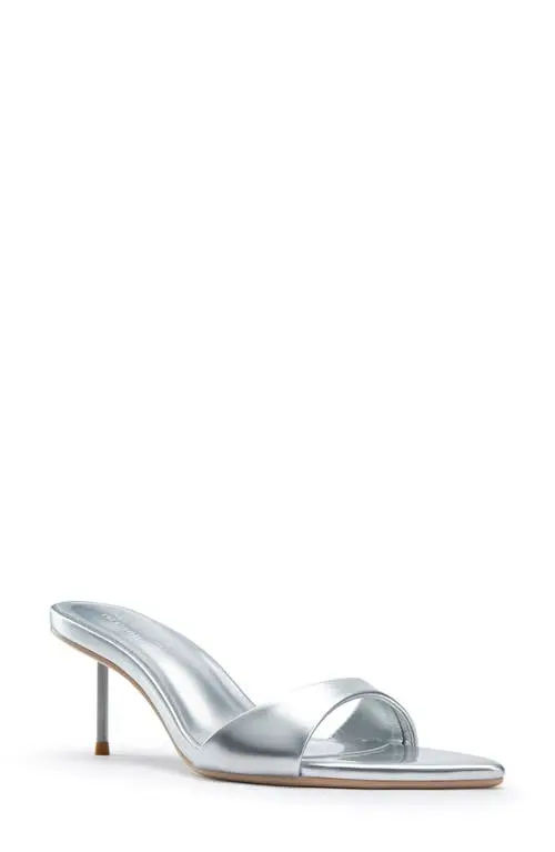 Femme La Femme Marseille Patent Pointed Toe Mule - Silver
