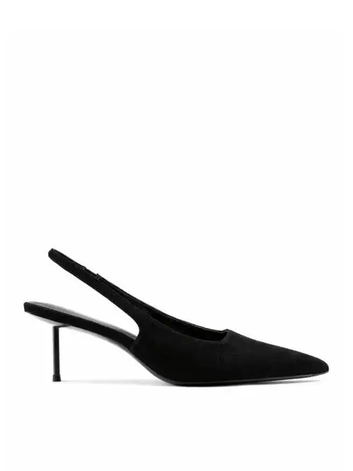 FEMME G55 Suede Slingback Kitten Heel Pumps - Black