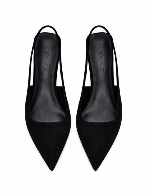 FEMME G55 Suede Slingback Kitten Heel Pumps - Black