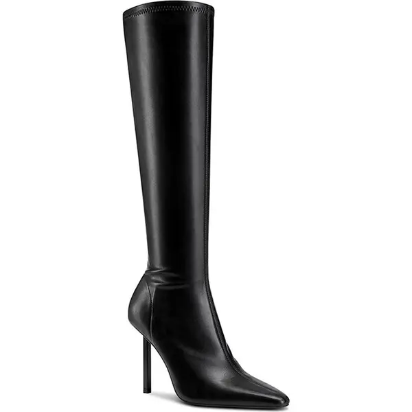 Femme La Whistler Pointed Toe Stiletto Knee-high Boots - Black